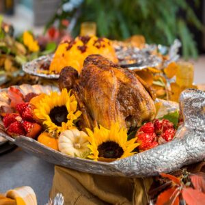 Arthur Court Designs Aluminum Metal Thanksgiving Turkey Large Heavy Serving Tray/Platter - Full Turkey Tray - Holiday Platter 24 inch x 18 inch x 7.5 inch