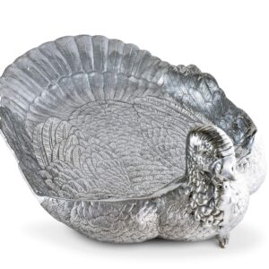 Arthur Court Designs Aluminum Metal Thanksgiving Turkey Large Heavy Serving Tray/Platter - Full Turkey Tray - Holiday Platter 24 inch x 18 inch x 7.5 inch