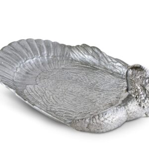 Arthur Court Designs Aluminum Metal Thanksgiving Turkey Large Heavy Serving Tray/Platter - Full Turkey Tray - Holiday Platter 24 inch x 18 inch x 7.5 inch