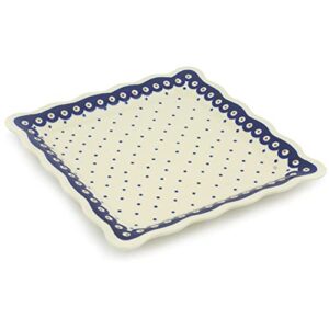 polish pottery 9¼-inch platter (peacock dots theme) + certificate of authenticity