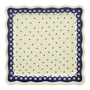 Polish Pottery 9¼-inch Platter (Peacock Dots Theme) + Certificate of Authenticity