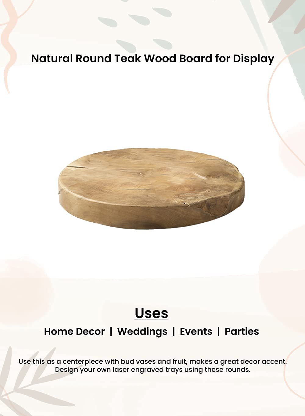 12 x 1 3/4in Round Teak Board