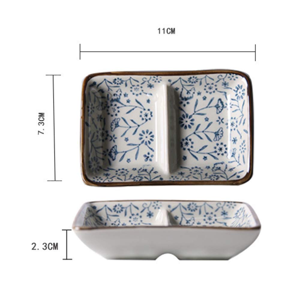 Cabilock 3pcs Seasoning Dish Sushi Dishes 2- Gird Sauce Dish Small Serving Dish Saucer Dish Japanese Soy Sauce Japan Snacks Seafood Dishes Butter Tray Condiment Tray Ceramics Grid Dip