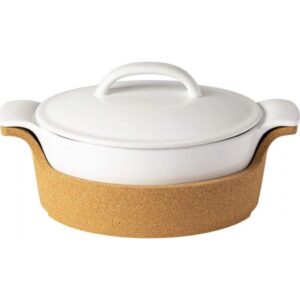 casafina ensemble oval covered casserole with cork tray