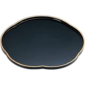 j-kitchens 8-inch plum shaped obon (bon tray tray), black tenkin, made in japan