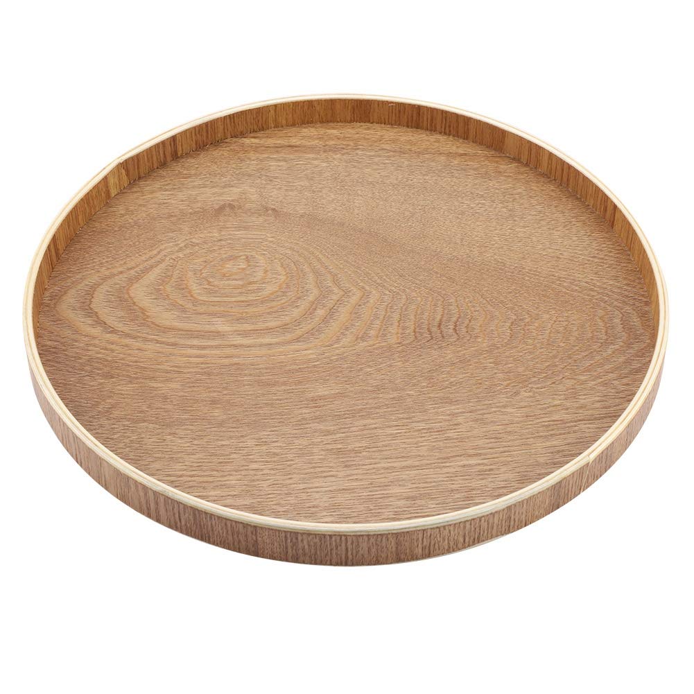 Simlug Serving Tray,Wooden Serving Plate Wooden Round Serving Tray, Natural Wood Plate for Tea Set Fruits Food Home Decoration(30cm)