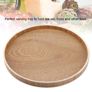 Simlug Serving Tray,Wooden Serving Plate Wooden Round Serving Tray, Natural Wood Plate for Tea Set Fruits Food Home Decoration(30cm)