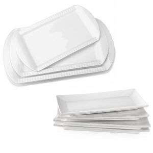 lifver serving platter set,16"/14"/12" large turkey platter set of 3 + 10 inches rectangle serving plates set of 4