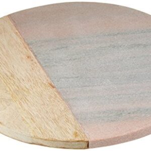 Creative Co-Op Pink/Grey Marble & Mango Wood Round Cheese Board