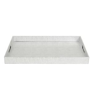 Home Basics Elegant Serving Tray with Handles (Silver), 13.75" x 18.75" x 1.65"