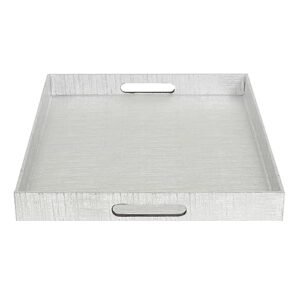 Home Basics Elegant Serving Tray with Handles (Silver), 13.75" x 18.75" x 1.65"