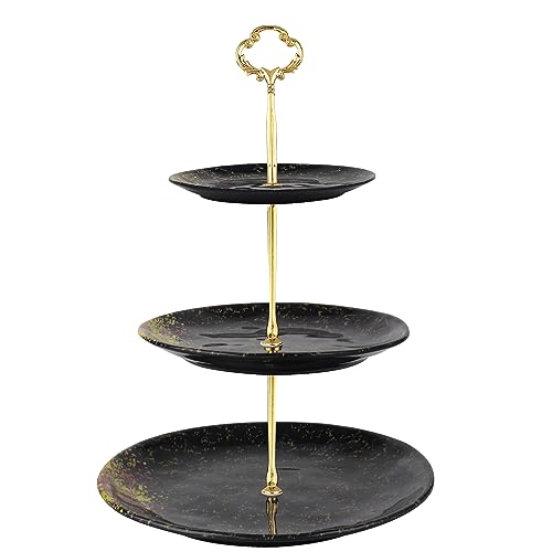 Lucky Will Black and Gold Cupcake Stand for 12 Cupcakes 3 Tier Cake Stand for Party Supplies Decorations Tiered Dessert Stand Serving Tray for Birthday Graduation Halloween Christmas