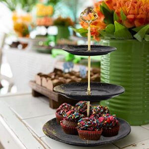 Lucky Will Black and Gold Cupcake Stand for 12 Cupcakes 3 Tier Cake Stand for Party Supplies Decorations Tiered Dessert Stand Serving Tray for Birthday Graduation Halloween Christmas