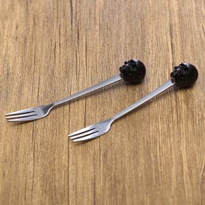 YARNOW 6 Pcs Salad Fruit Fork Three Tine Dessert Forks Fruit Dessert Forks Metal Tableware Home Use Forks Mixed Fruit Metal Dessert Forks Kitchen Gadget Stainless Steel Food Skull