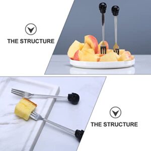 YARNOW 6 Pcs Salad Fruit Fork Three Tine Dessert Forks Fruit Dessert Forks Metal Tableware Home Use Forks Mixed Fruit Metal Dessert Forks Kitchen Gadget Stainless Steel Food Skull