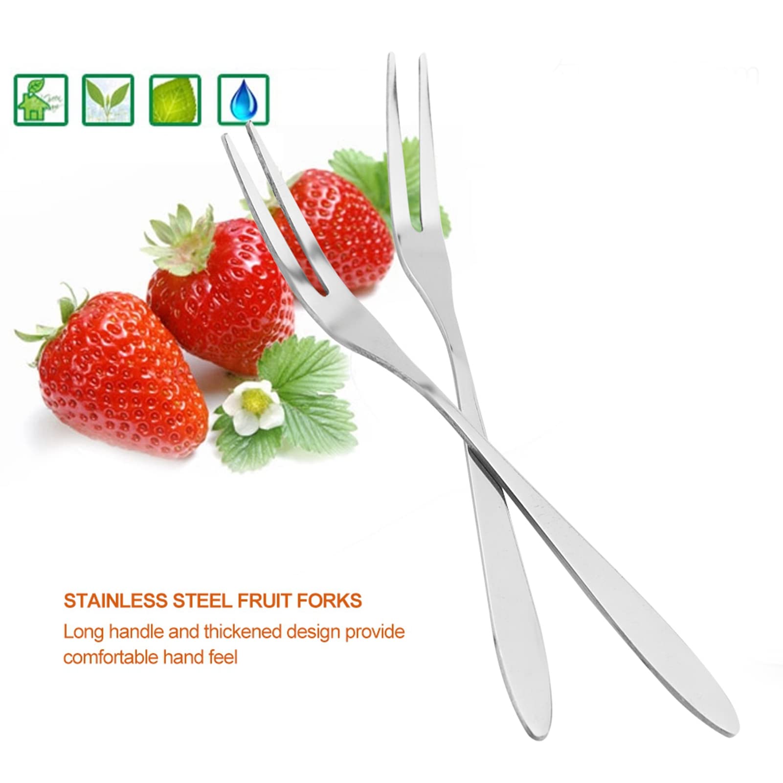 Stainless Steel Fruit Pickle Cocktail Cake Steak Fork Comfortable Long Handle for Fruit Cake Ice Cream Dessert Serving and Dinner Fork,20Pcs/set Appetizer Forks, 20Pcs/set Appetizer Forks, Stain