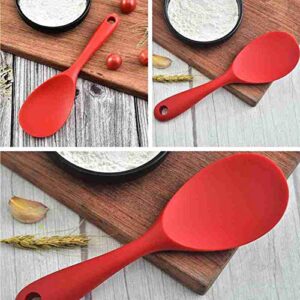 Silicone Rice Paddle Spoon Set of 2,Non Stick Heat Resistant Kitchen Gadge Rice Spoon,Rice Scooper,Rice Spatula,Rice Spoon Paddle,Rice Cooker Spoon,Works for Rice,Mashed Potato Or More (Red)