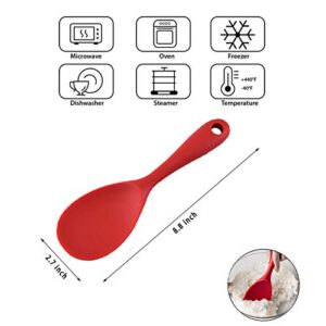 Silicone Rice Paddle Spoon Set of 2,Non Stick Heat Resistant Kitchen Gadge Rice Spoon,Rice Scooper,Rice Spatula,Rice Spoon Paddle,Rice Cooker Spoon,Works for Rice,Mashed Potato Or More (Red)