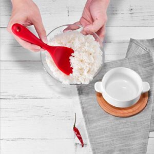 Silicone Rice Paddle Spoon Set of 2,Non Stick Heat Resistant Kitchen Gadge Rice Spoon,Rice Scooper,Rice Spatula,Rice Spoon Paddle,Rice Cooker Spoon,Works for Rice,Mashed Potato Or More (Red)