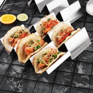 Standard Taco Holder Set of 4 and Large Taco Holder Set of 4 for Grill