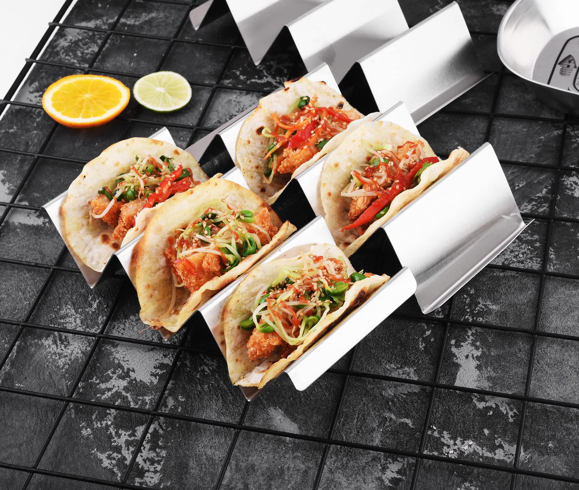 Standard Taco Holder Set of 4 and Large Taco Holder Set of 4 for Grill