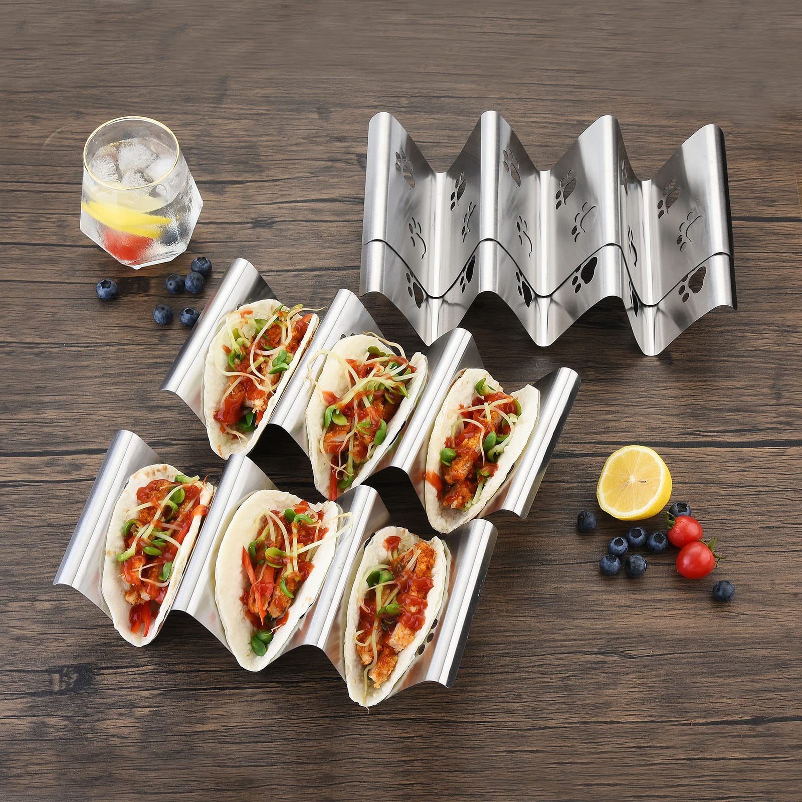 Standard Taco Holder Set of 4 and Large Taco Holder Set of 4 for Grill