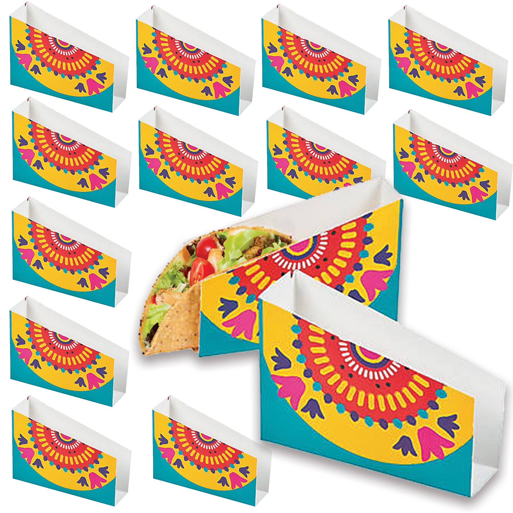 Fiesta Taco Holders Tortilla Holder Taco Stand Hot Dog Stand for Fiesta Party Cinco De Mayo Party Taco Night Mexican Party Taco Tuesday Taco Party - 12 Disposable Paper Cardboard Taco Serving Tray