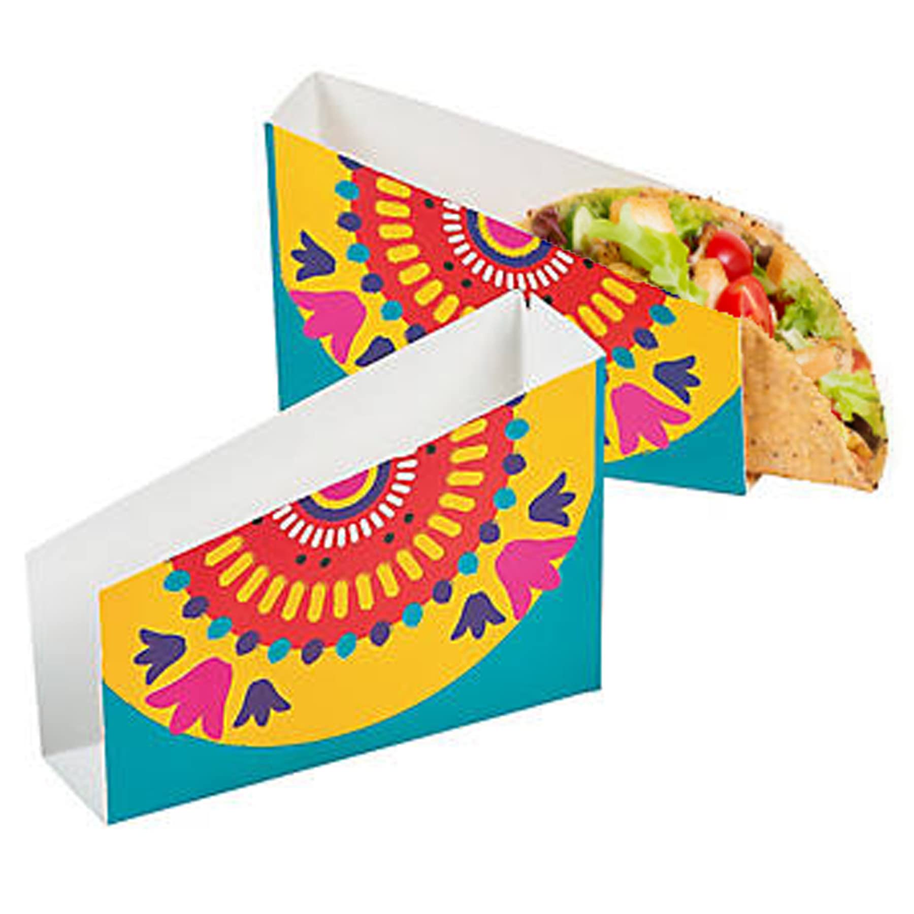 Fiesta Taco Holders Tortilla Holder Taco Stand Hot Dog Stand for Fiesta Party Cinco De Mayo Party Taco Night Mexican Party Taco Tuesday Taco Party - 12 Disposable Paper Cardboard Taco Serving Tray