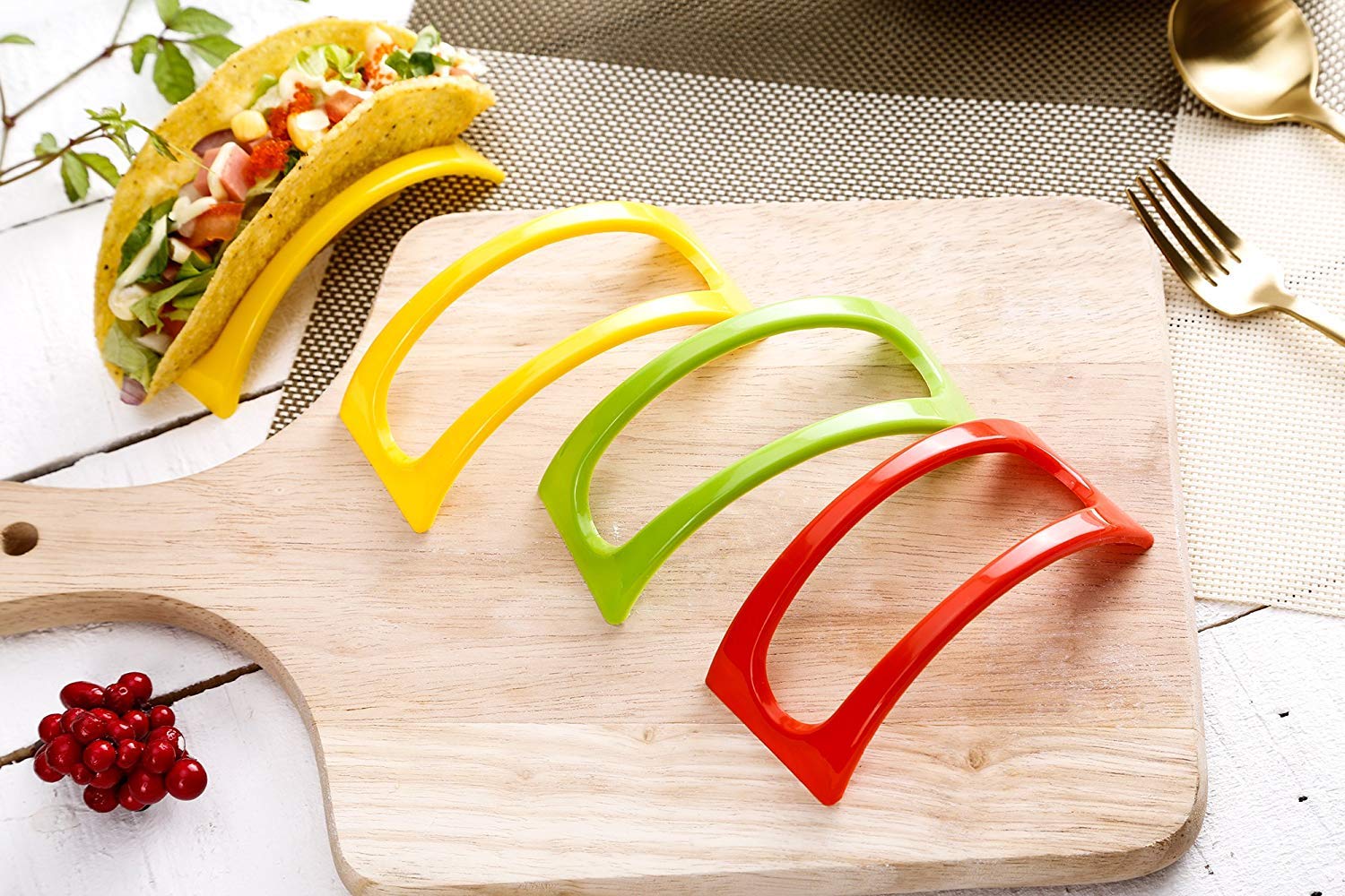 Millie Set of 12 Product & Taco Holder Rack - Tortilla Holder Taco Stand- Colorful Non Toxic BPA Free Microwave Safe Stands for Soft and Hard Shells-Taco Holder-Taco Stand Up Holder