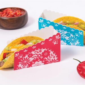 Vibrant-Colored Cardboard Taco Holders (4.7"x 3.2") - Pack of 12 - Perfect for Events, Parties, and Everyday Home Use