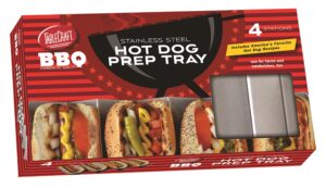 tablecraft bbq stainless steel hot dog prep tray, silver, medium