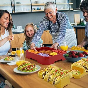 YICOCHI Taco Holder Bar, Taco Tuesday Party, Taco Night Stand Tray Plates for Family Dinner, Quesadilla, Nachos