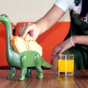 SilkLove Taco Stand Rack Tray, Plastic Long Necked Dinosaur-Shaped Food Server Taco Holders, Dinosaur Taco Stand for Hot Dogs, Burritos, Cookies (Dark Green)