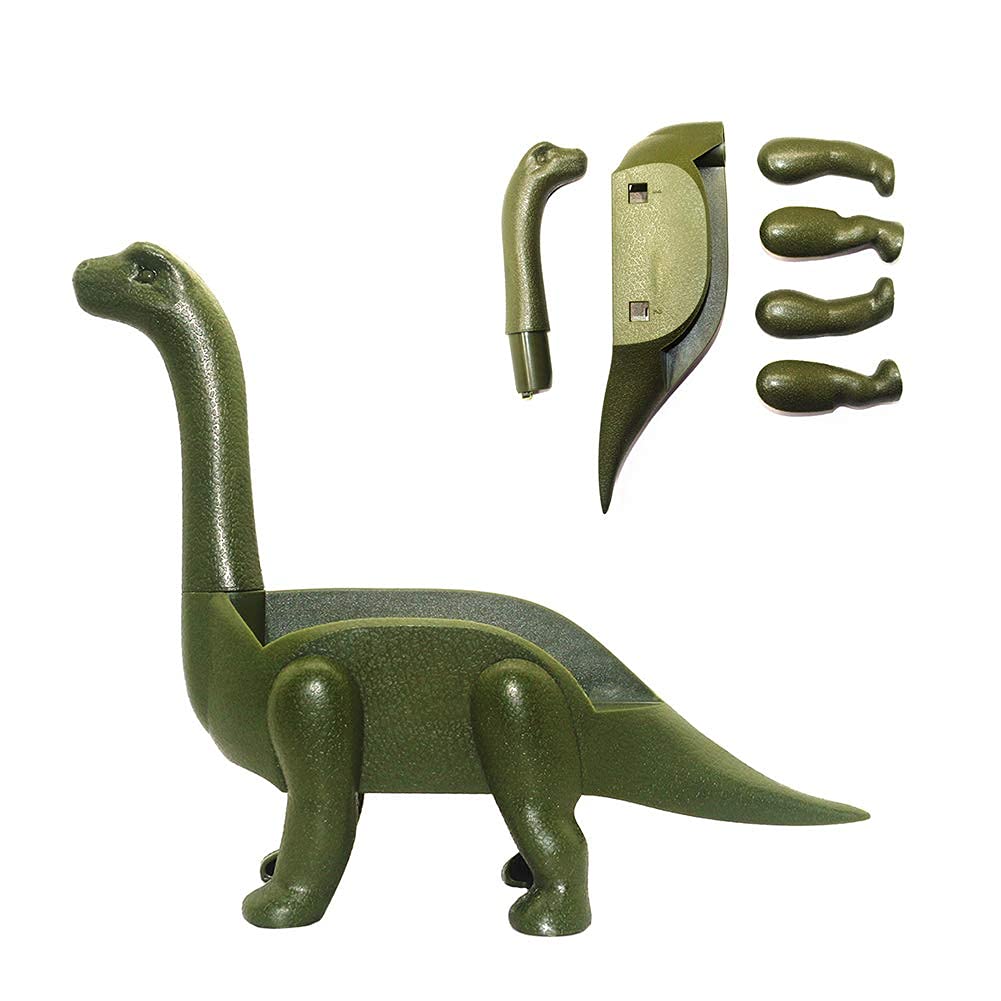 SilkLove Taco Stand Rack Tray, Plastic Long Necked Dinosaur-Shaped Food Server Taco Holders, Dinosaur Taco Stand for Hot Dogs, Burritos, Cookies (Dark Green)