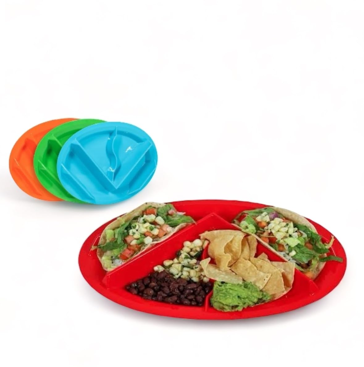 Jarratt Industries Big Fiesta Taco Holder, Taco Serving Trays with Stand Up Holder for Extra Large Tortillas and Tacos, Use for the Biggest Appetites on Taco Nights and Bar, Microwave Safe, Set of 4