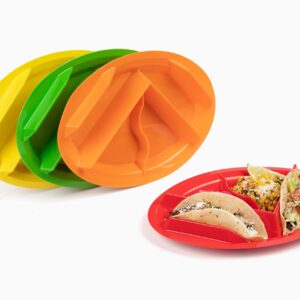 Jarratt Industries Big Fiesta Taco Holder, Taco Serving Trays with Stand Up Holder for Extra Large Tortillas and Tacos, Use for the Biggest Appetites on Taco Nights and Bar, Microwave Safe, Set of 4