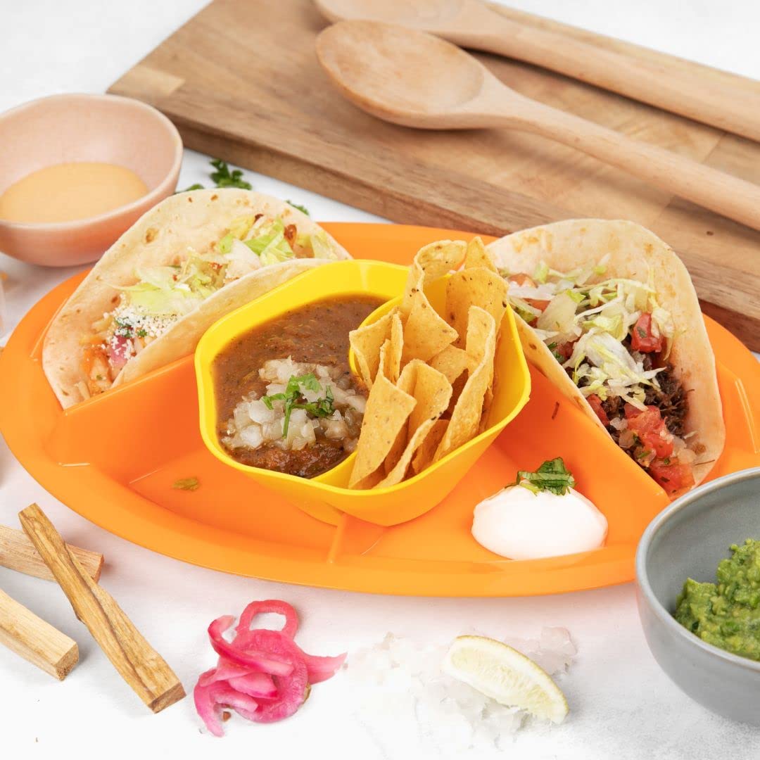 Jarratt Industries Big Fiesta Taco Holder, Taco Serving Trays with Stand Up Holder for Extra Large Tortillas and Tacos, Use for the Biggest Appetites on Taco Nights and Bar, Microwave Safe, Set of 4