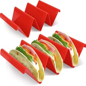 Taco Holder, Colorful Taco Holder Stands Set of 6, 𝟐𝟎𝟐𝟒 𝐔𝐩𝐠𝐫𝐚𝐝𝐞𝐝 𝐃𝐞𝐬𝐢𝐠𝐧 Taco Stands for 3 Tacos, Taco Shell Holder, Street Taco Rack, PP Health Material Very Hard Sturdy (Colorful)