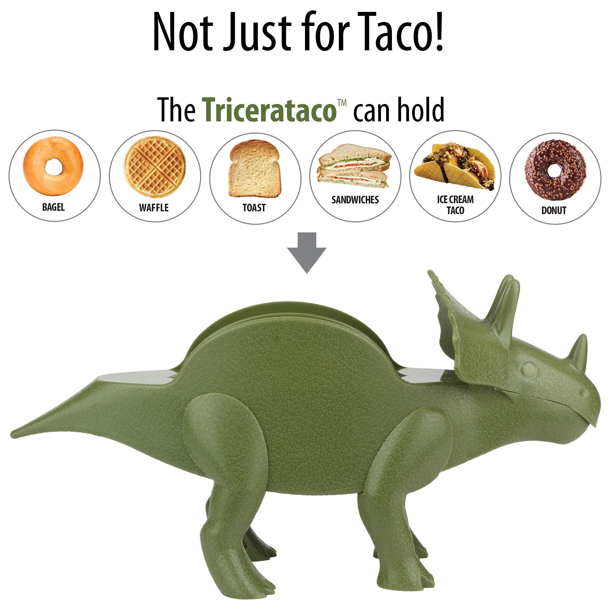 Funwares Dinosaur Taco Holders - TriceraTaco Ultimate Stand and Set of 4 Dinos that Fold Flat for Compact Storage