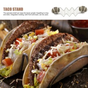 Cabilock Taco Stand Taco Holder Stainless Steel Holder Stands with 2 Dipping Bowls Handles Taco Rack Fill& Serve Tacos With Ease, Taco Trays Fried Food Cooling Drain Shelf 27x6.6x5cm