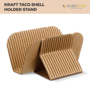 [200 Count] Aura by Harvest Pack Disposable Kraft Taco Holder Stand Plates, Serving Rack for Hot Dogs Waffle Sandwiches Shawarmas Gyros Pita Wraps, Taco Trays for Taco Party