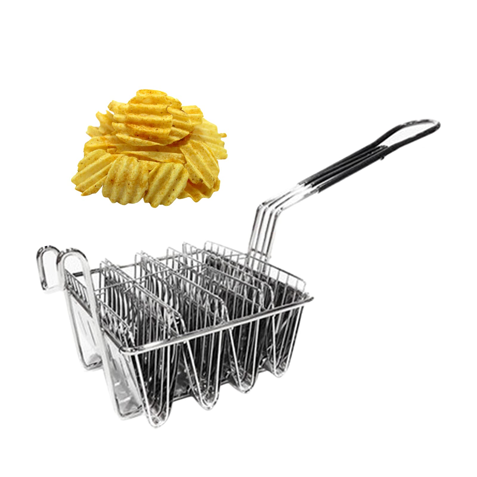 LOVIVER Taco Deep Shell Fryer Basket Taco Holder Basket with Grip Handle, Practical, 4/6 Shells Optional - 4 Shells