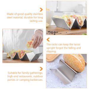 Cabilock Taco Stand 4 Pcs Stainless Steel Burrito Stand Tortillas Corn Mexican Pancake Stand Mexican Pancake Rack Stainless Steel Home Taco Holder Home Household Pancakes