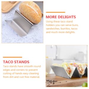 Cabilock Taco Stand 4 Pcs Stainless Steel Burrito Stand Tortillas Corn Mexican Pancake Stand Mexican Pancake Rack Stainless Steel Home Taco Holder Home Household Pancakes