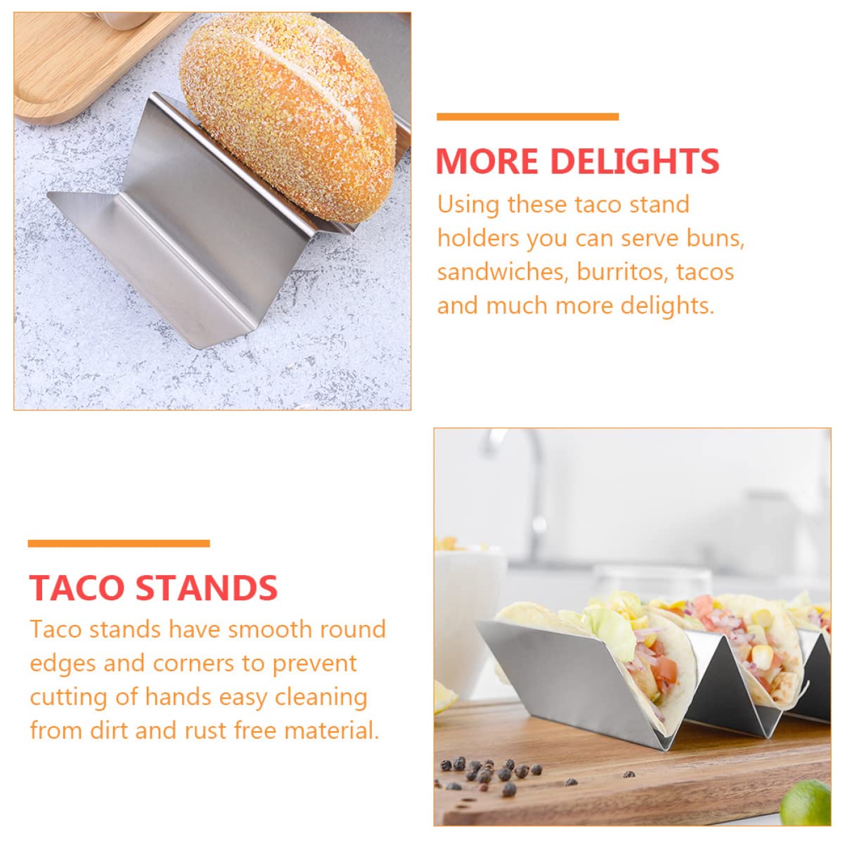 Cabilock Taco Stand 4 Pcs Stainless Steel Burrito Stand Tortillas Corn Mexican Pancake Stand Mexican Pancake Rack Stainless Steel Home Taco Holder Home Household Pancakes