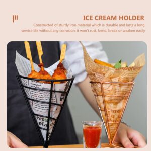 Homoyoyo Ice Cream Cone Stand Sugar Cone Holder Stand Snow Cone Holder Dipping Cup Holder Appetizer Wire Cone Ice Cream Cone Holder Metal Brackets Fish and Chips Cone French Tap Iron