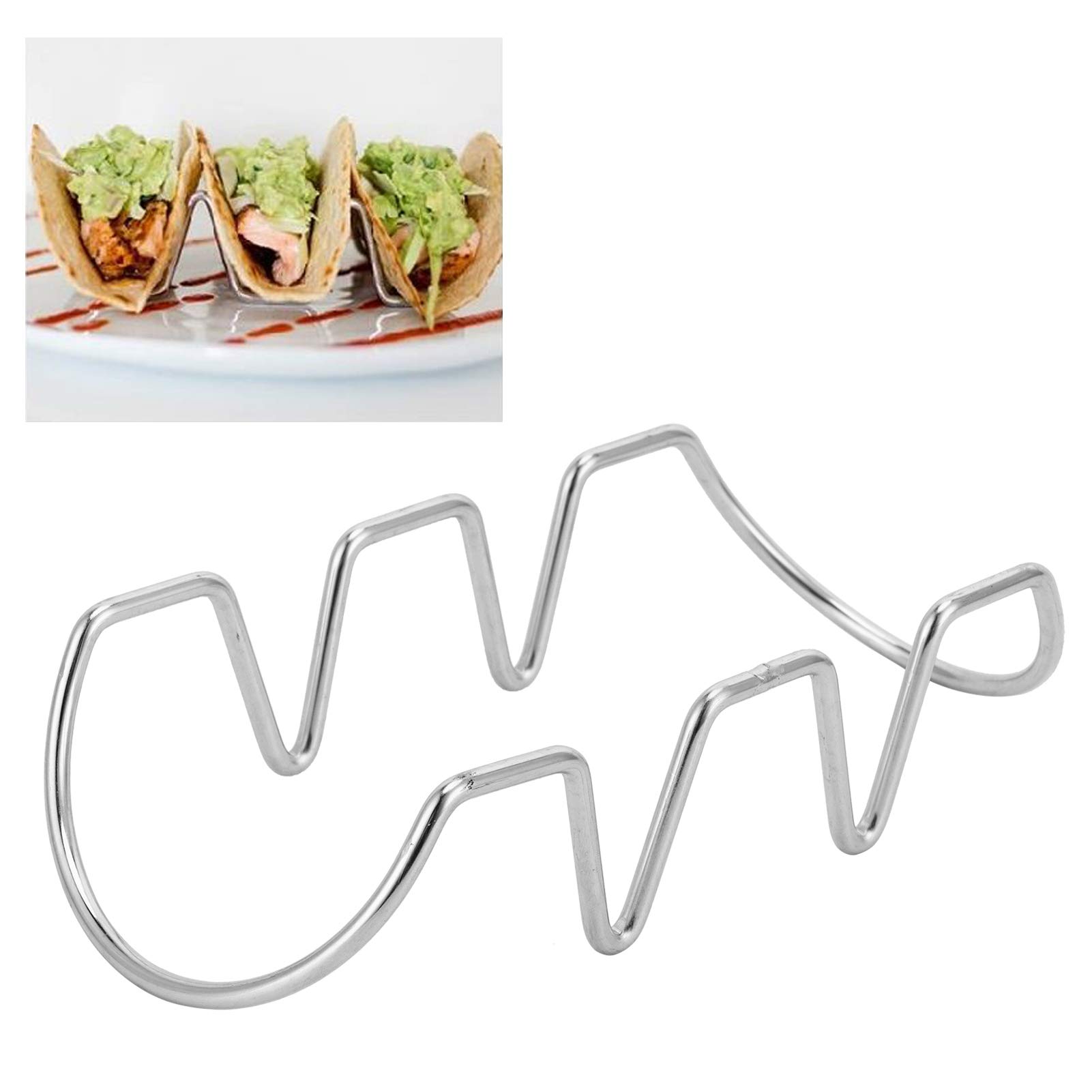 Stainless Steel Taco Rack Restaurant Pie Rack Pancake Rack Kitchen Accessories (3 Grid) Taco