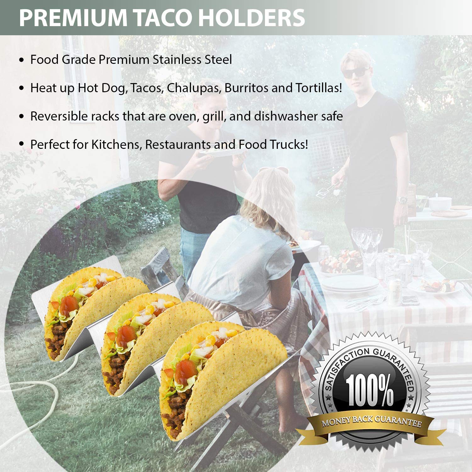 Premium Taco Holder, Stainless Steel Taco Holder Set of 2, Taco Holder Stand, Taco Holders Rack