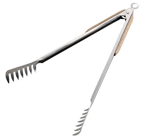 Captain Stag UG-3231 BBQ Pasta Tongs Wood Grip 13.8 inches (35 cm)