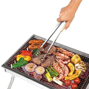 Captain Stag UG-3231 BBQ Pasta Tongs Wood Grip 13.8 inches (35 cm)